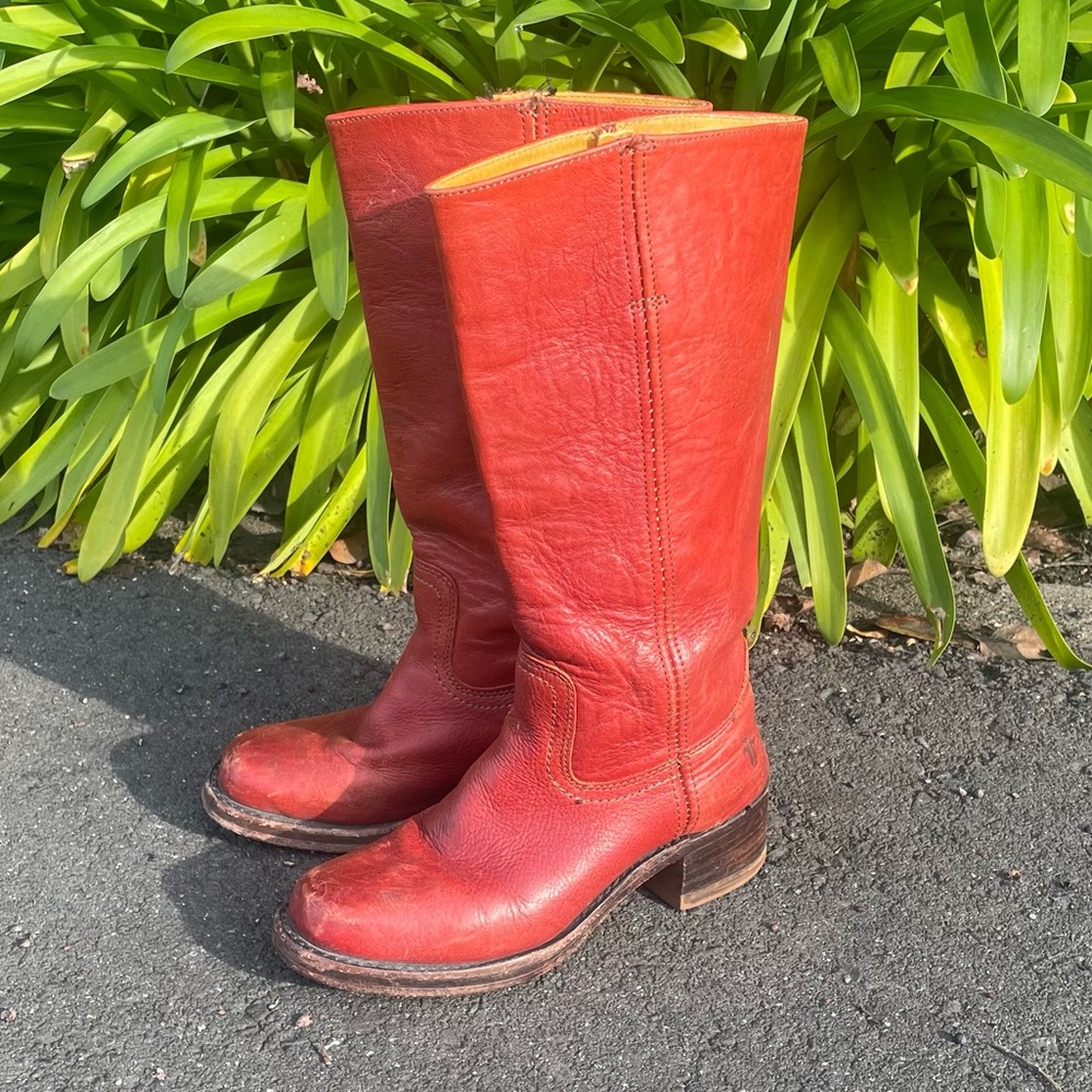 Rare! Vintage Frye 14l Campus Boot In Red - Gem